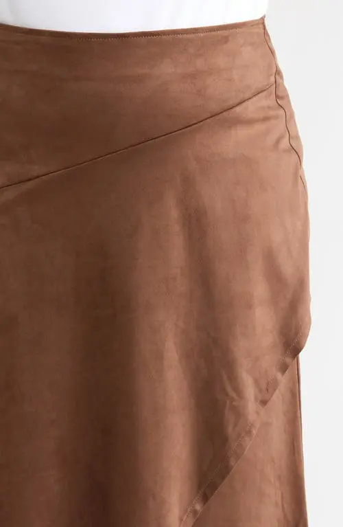 CITY BLUES Faux Leather Asymmetrical Midi Skirt