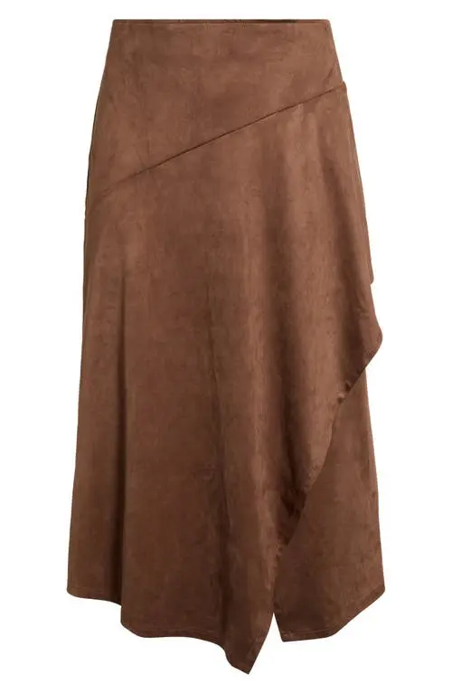 CITY BLUES Faux Leather Asymmetrical Midi Skirt
