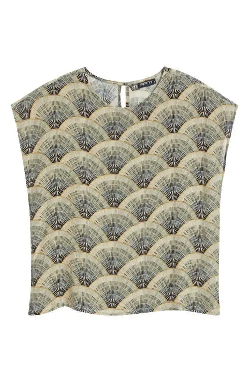 APNY Print Cap Sleeve Shell - Gilded Charcoal