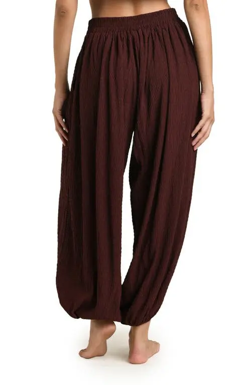 La Blanca Puckered Up Crochet Detail Cover-up Balloon Pants - Java