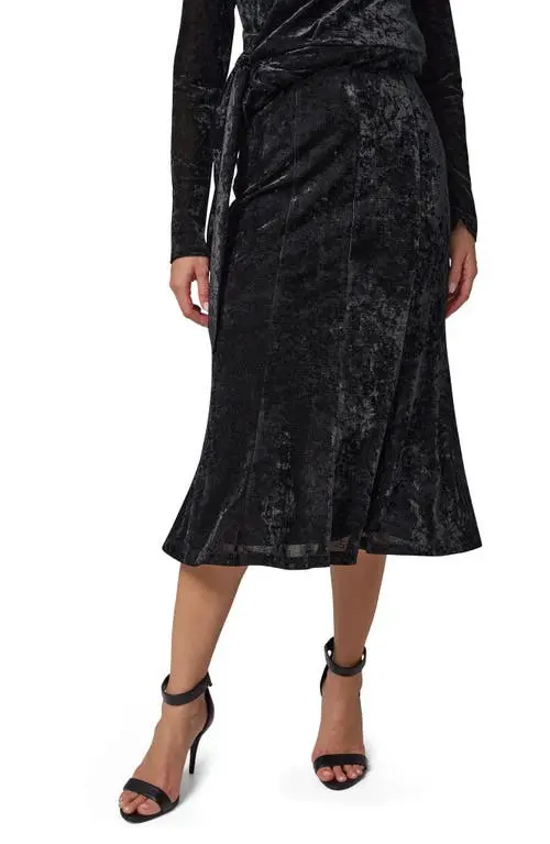 Donna Karan New York Stretch Velvet Midi Skirt - Black