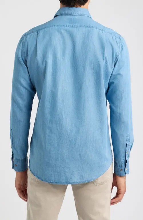 Johnnie-o Chambray Snap Long Sleeve Shirt