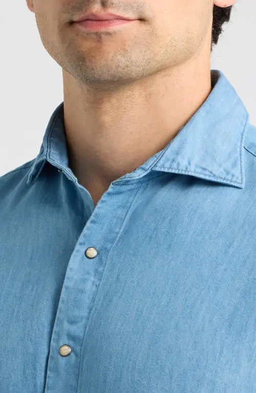 Johnnie-o Chambray Snap Long Sleeve Shirt