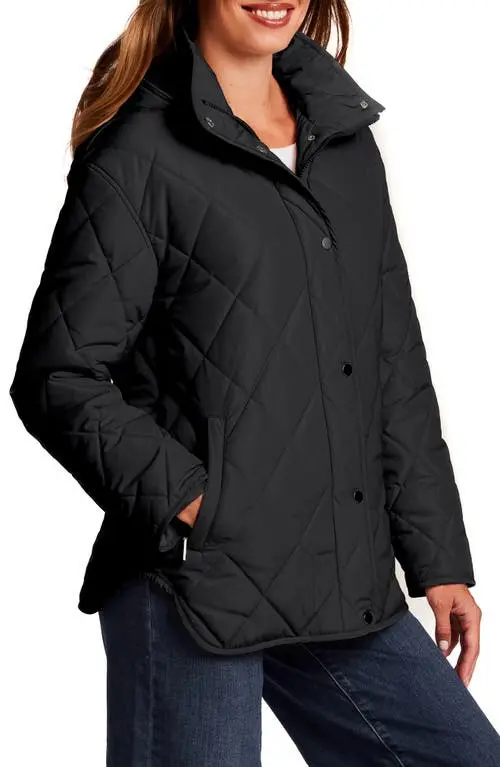 Gallery Quilted Stand Collar Jacket - Black