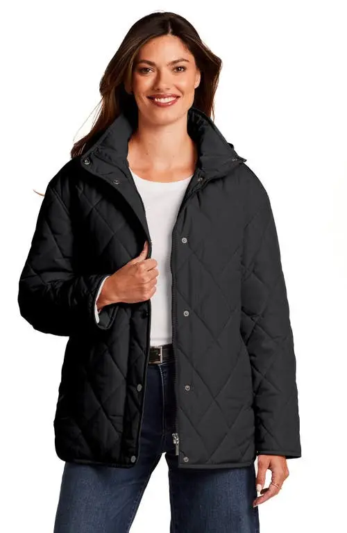 Gallery Quilted Stand Collar Jacket - Black