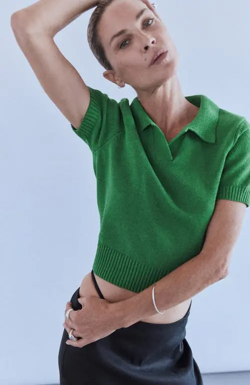Mango Johnny Collar Knit Polo Sweater