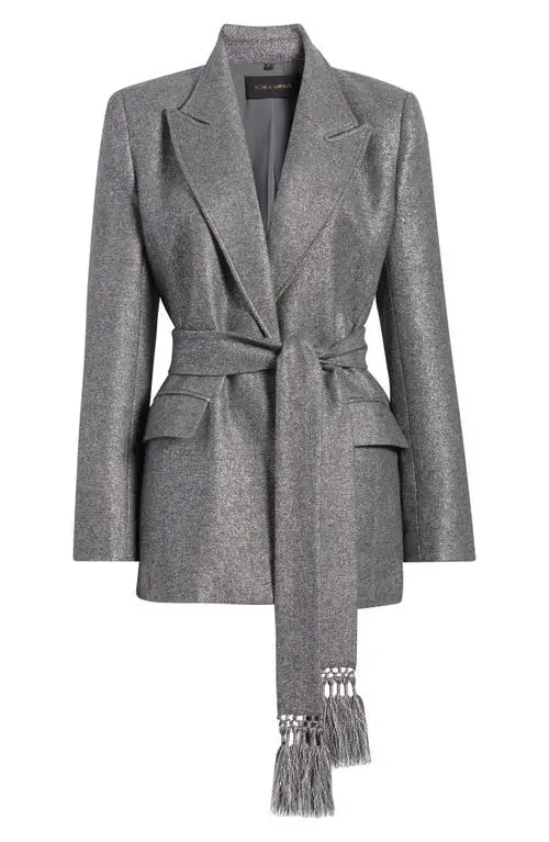 Kobi Halperin Trinity Metallic Tie Waist Wool Blend Jacket