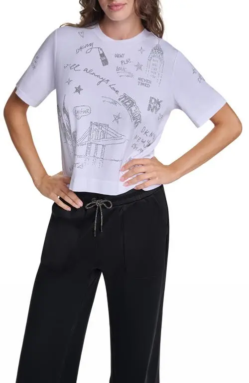Dkny Rhinestone Logo T-shirt - White