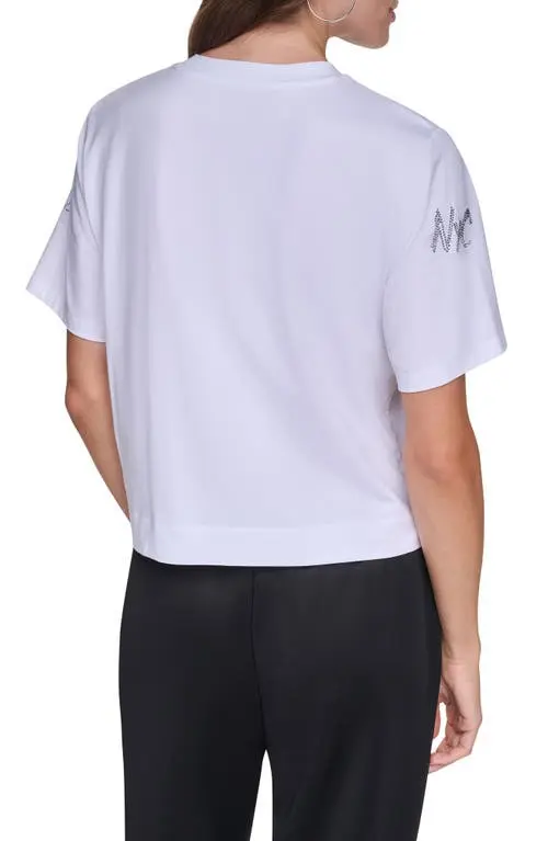 Dkny Rhinestone Logo T-shirt - White