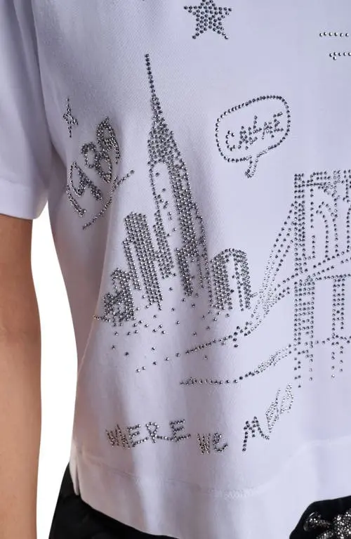 Dkny Rhinestone Logo T-shirt - White
