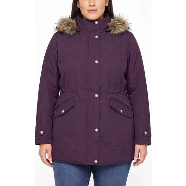 Gallery Faux Fur Trim Hooded Parka - Blackberry