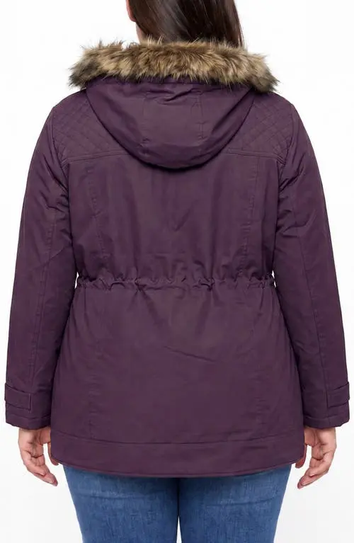 Gallery Faux Fur Trim Hooded Parka - Blackberry
