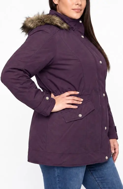 Gallery Faux Fur Trim Hooded Parka - Blackberry