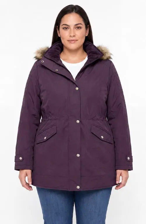 Gallery Faux Fur Trim Hooded Parka - Blackberry