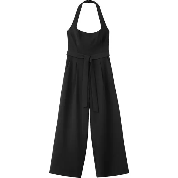 Mango Pleated Halter Jumpsuit