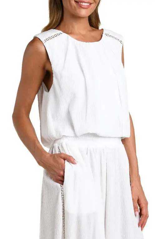 La Blanca Puckered Up Sleeveless Cover-up Top - White