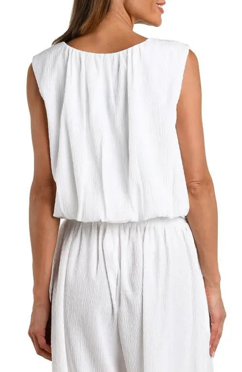 La Blanca Puckered Up Sleeveless Cover-up Top - White