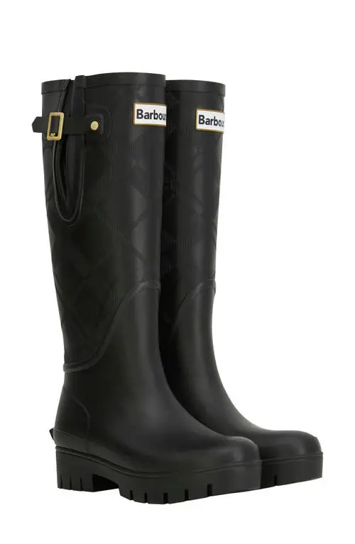 Barbour Leighton Tartan Tall Rain Boots - Black