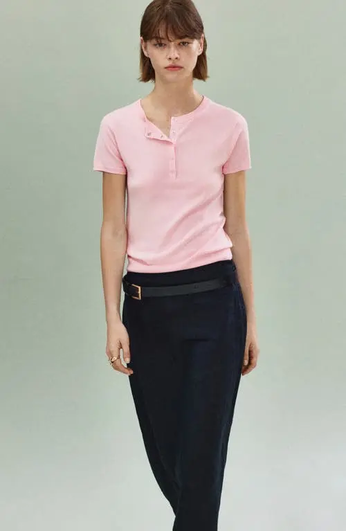 Mango Fine Knit Henley Sweater