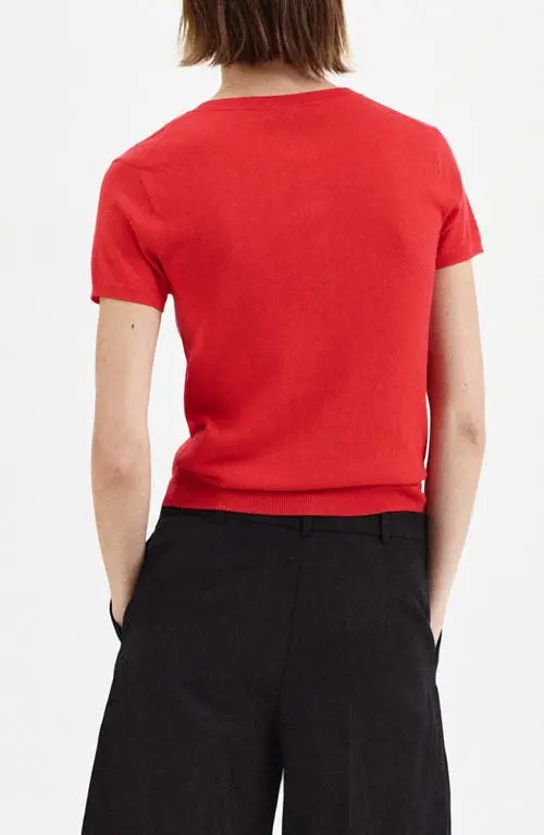 Mango Fine Knit Henley Sweater - Red