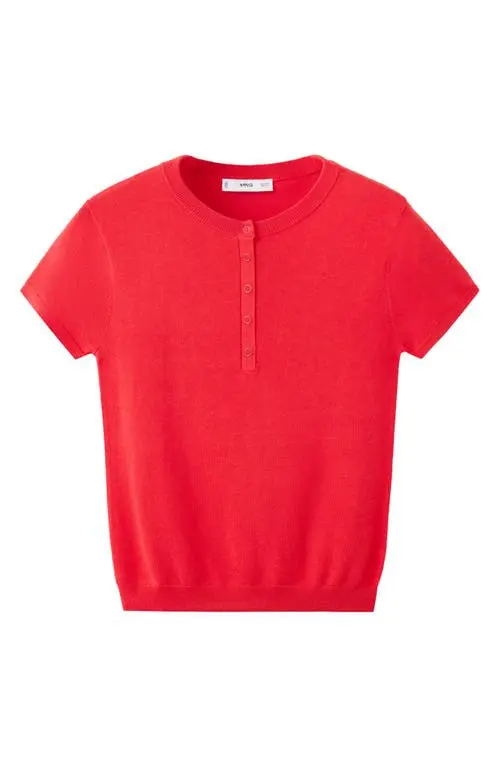 Mango Fine Knit Henley Sweater - Red