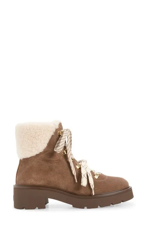 STUART WEITZMAN Ren Genuine Shearling Lace-up Boot - Cigarnatural