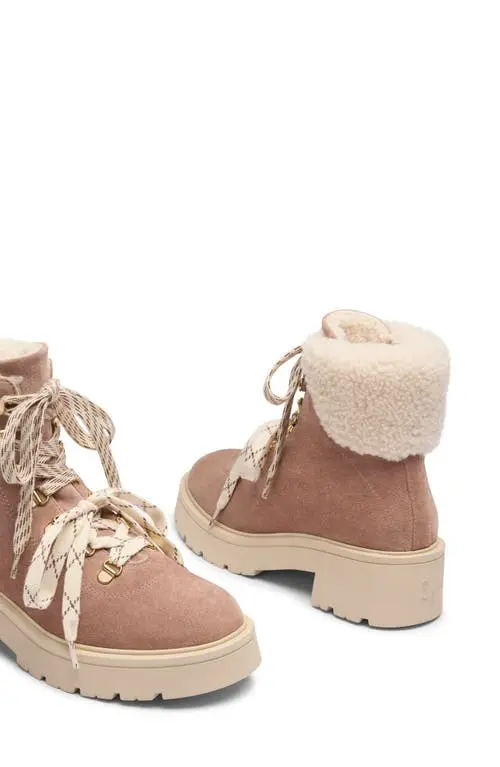 STUART WEITZMAN Ren Genuine Shearling Lace-up Boot