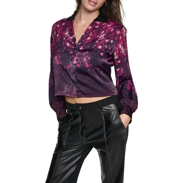 Dkny Abstract Print Long Sleeve Woven Shirt