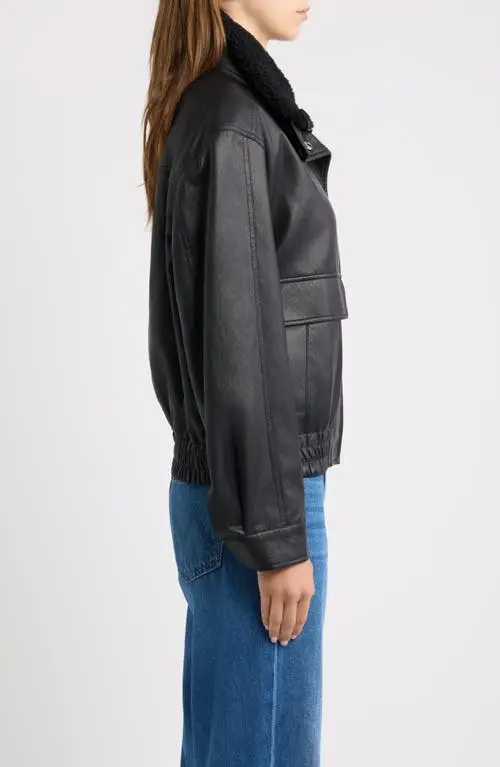 Sam Edelman Faux Leather Stand Collar Bomber Jacket