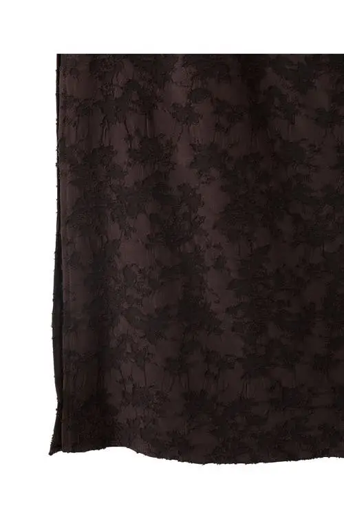 Mango Asymmetric Neck Floral Devoré Sheath Dress