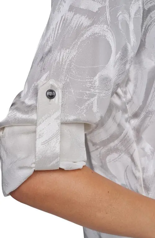 Dkny Roll Tab Sleeve Woven Shirt - Ivory