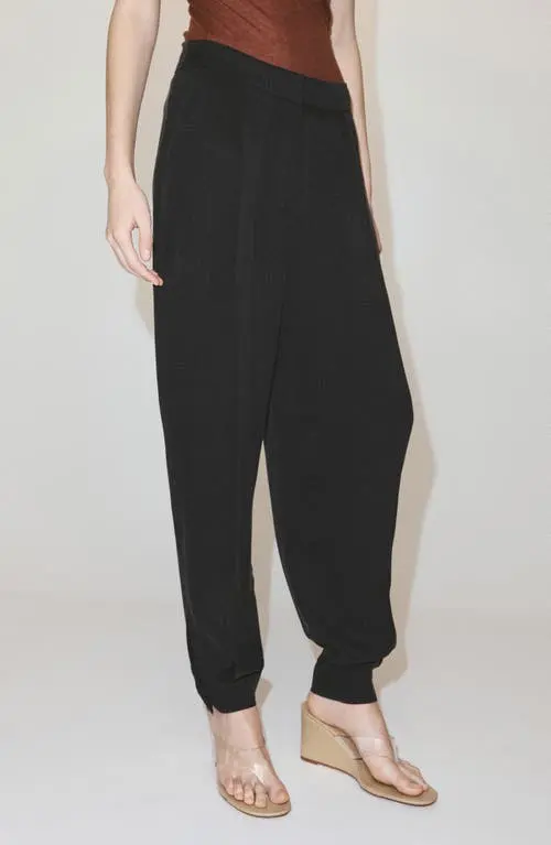 Mango Pleated Baggy Cupro Blend Pants - Black