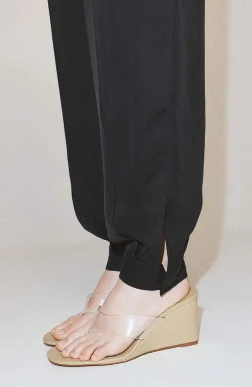 Mango Pleated Baggy Cupro Blend Pants - Black