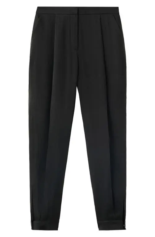 Mango Pleated Baggy Cupro Blend Pants - Black