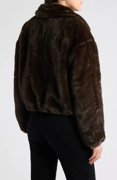CECE DUPRAZ Zip Front Faux Fur Jacket - Chocolate