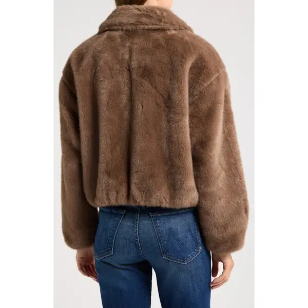 CECE DUPRAZ Zip Front Faux Fur Jacket - Mocha