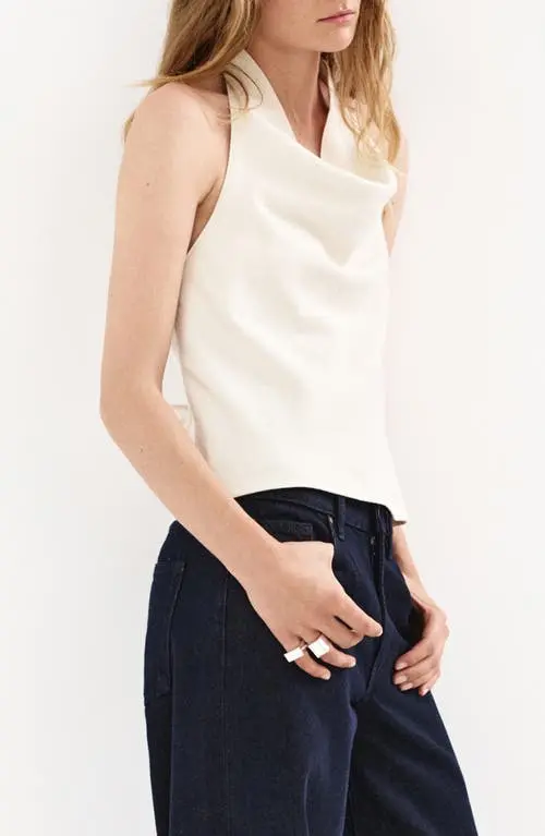 Mango Draped Halter Top - Ecru