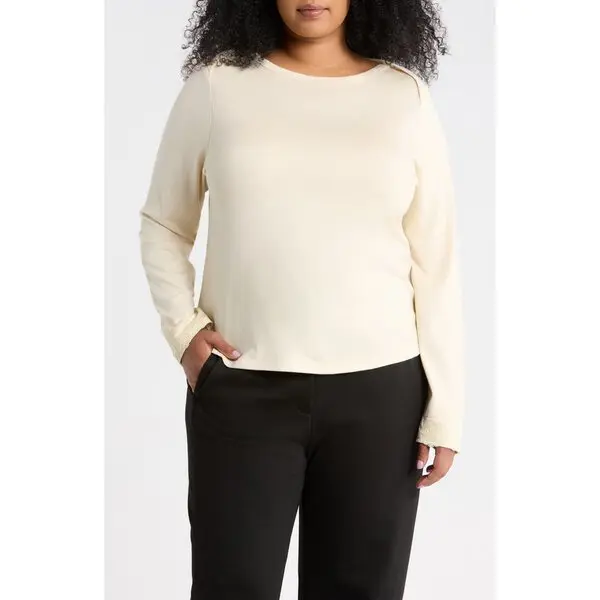 CITY BLUES Boat Neck Top With Lace Cuffs