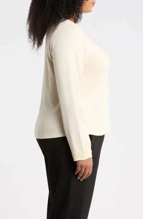 CITY BLUES Boat Neck Top With Lace Cuffs