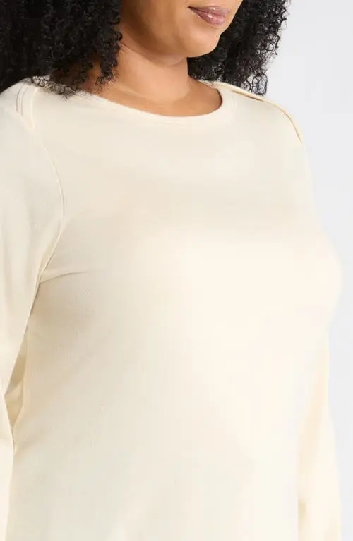 CITY BLUES Boat Neck Top With Lace Cuffs