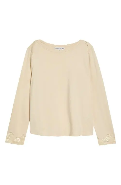 CITY BLUES Boat Neck Top With Lace Cuffs