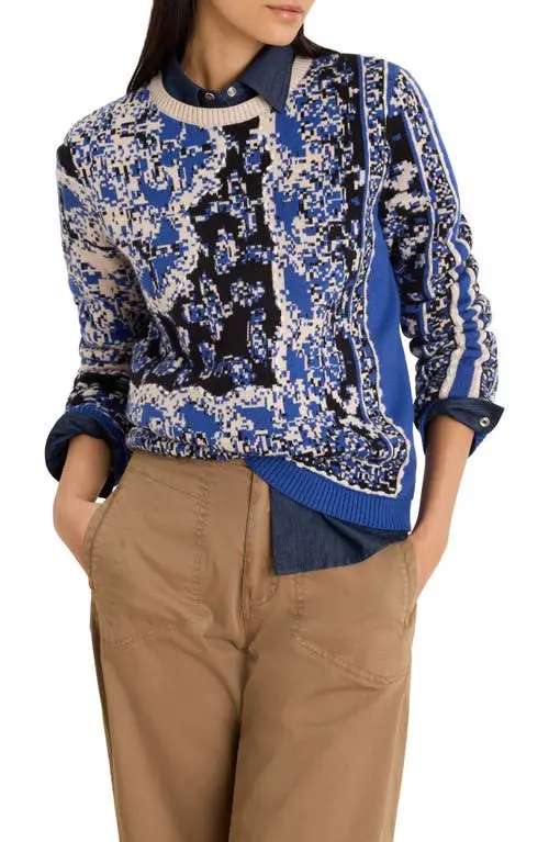 NIC+ZOE Bandana Jacquard Crewneck Sweater