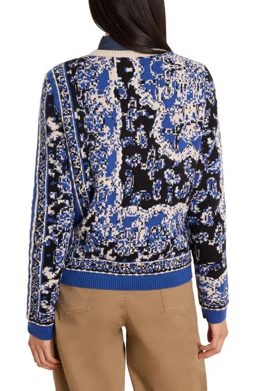 NIC+ZOE Bandana Jacquard Crewneck Sweater