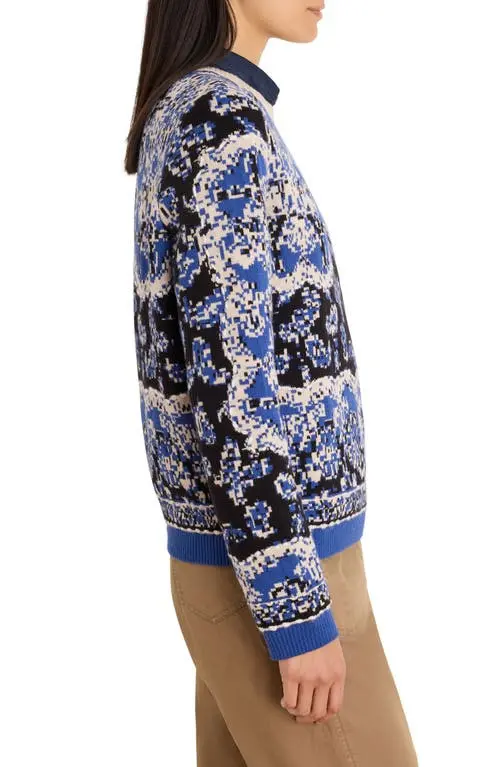 NIC+ZOE Bandana Jacquard Crewneck Sweater