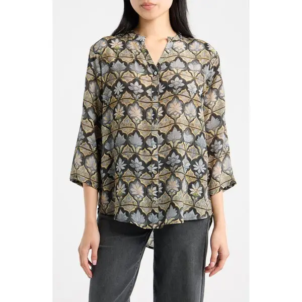 APNY Mandarin Collar Button-up Shirt
