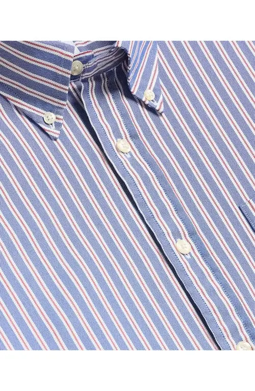 Brooks Brothers Stripe Performance Oxford Dress Shirt - Blue Stripe