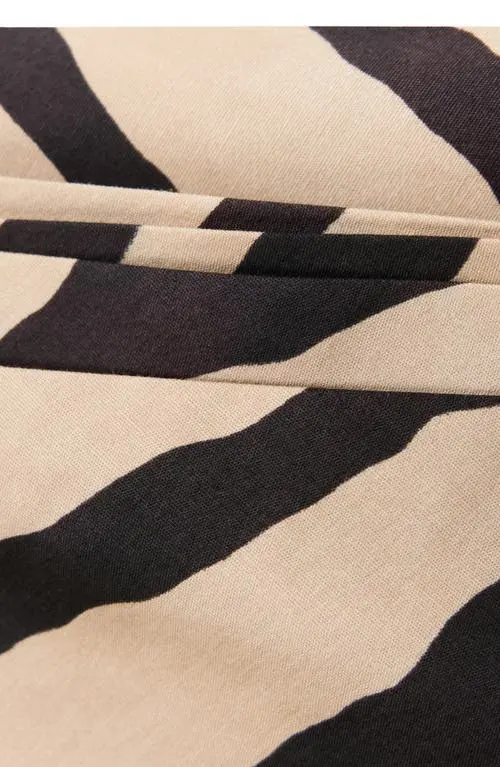 Mango Print Drape Asymmetric Top