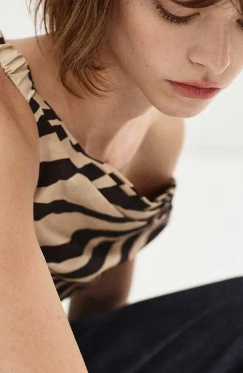 Mango Printed Asymmetric One-shoulder Top