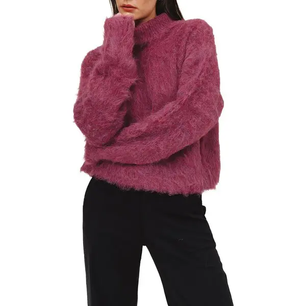Bella Dahl Alpaca Blend Turtleneck Sweater - Fuchsia Cloud