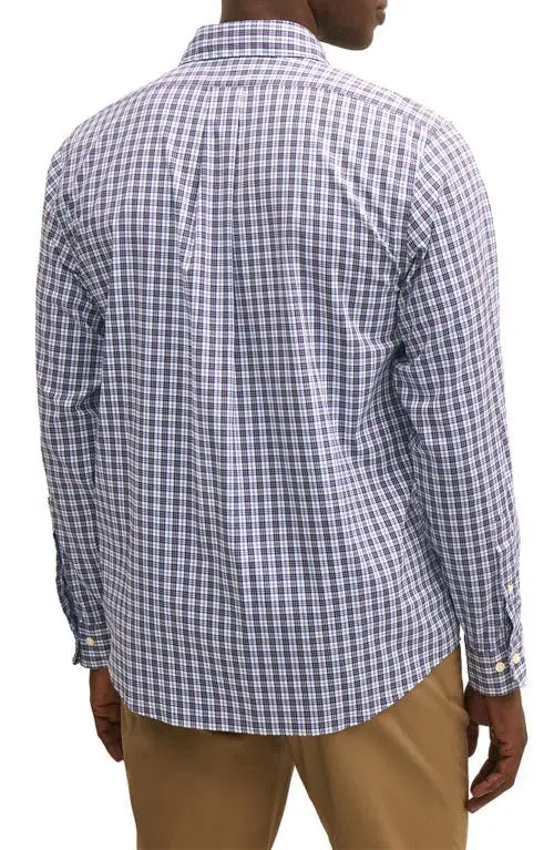 Brooks Brothers Plaid Performance Oxford Dress Shirt - White Navy Checkered